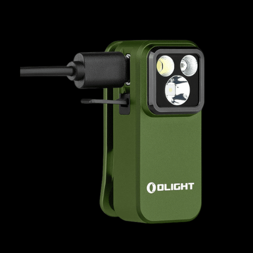 נץ המדבר - Olight Oclip Pro: פנס טקטי עם אור אדום וחיבור MOLLE - ירוק זית
